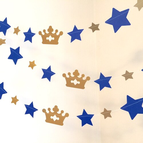 One Banner With Crowns White Royal Blue and Gold Banner With | Etsy