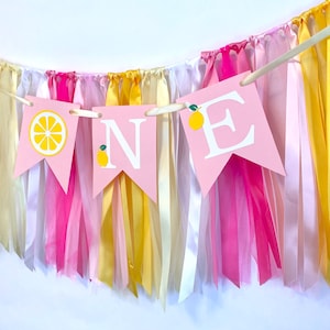 Lemon First Birthday Decorations - High Chair Tutu - Pink Lemonade ONE ...