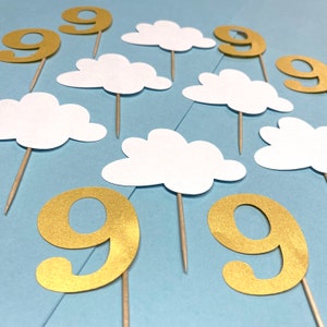 Cloud 9 Birthday Cupcake Toppers , 9th Birthday Girl , Cloud Cake ...