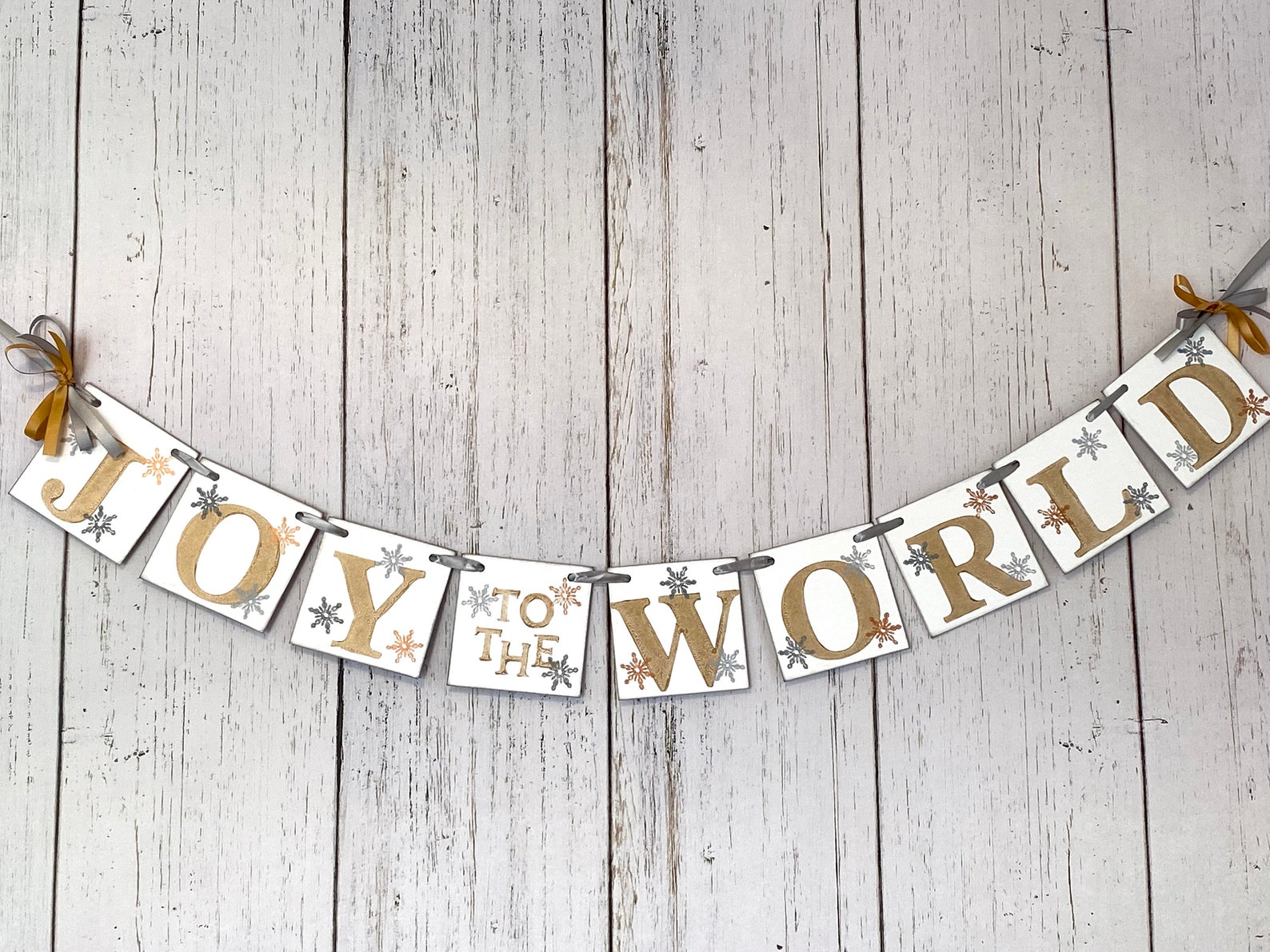 Christmas Decorations Gold JOY to the WORLD Banner Gold - Etsy