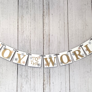 Christmas Decorations - Gold JOY to the WORLD Banner - Gold and Silver ...