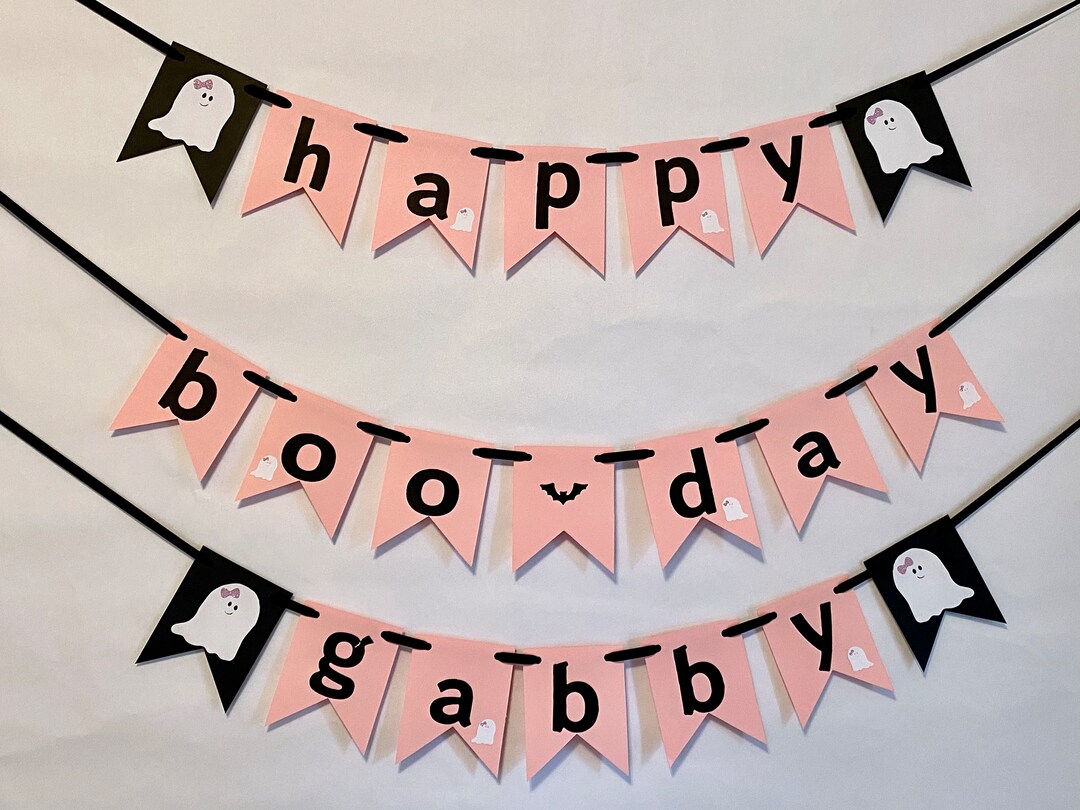 Pink Halloween First Birthday Decor - Happy Booday Birthday Banner- A ...