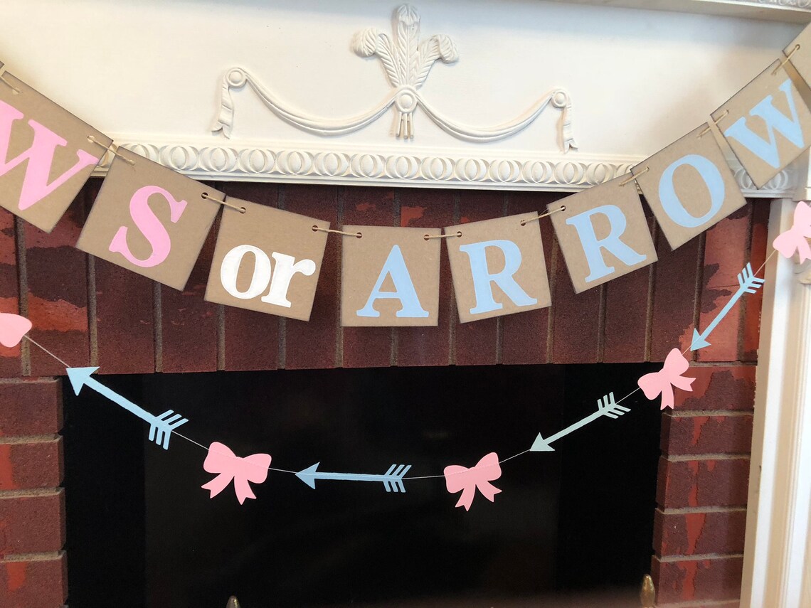 Bows or Arrows Banner Gender Reveal Baby Shower Decorations / | Etsy