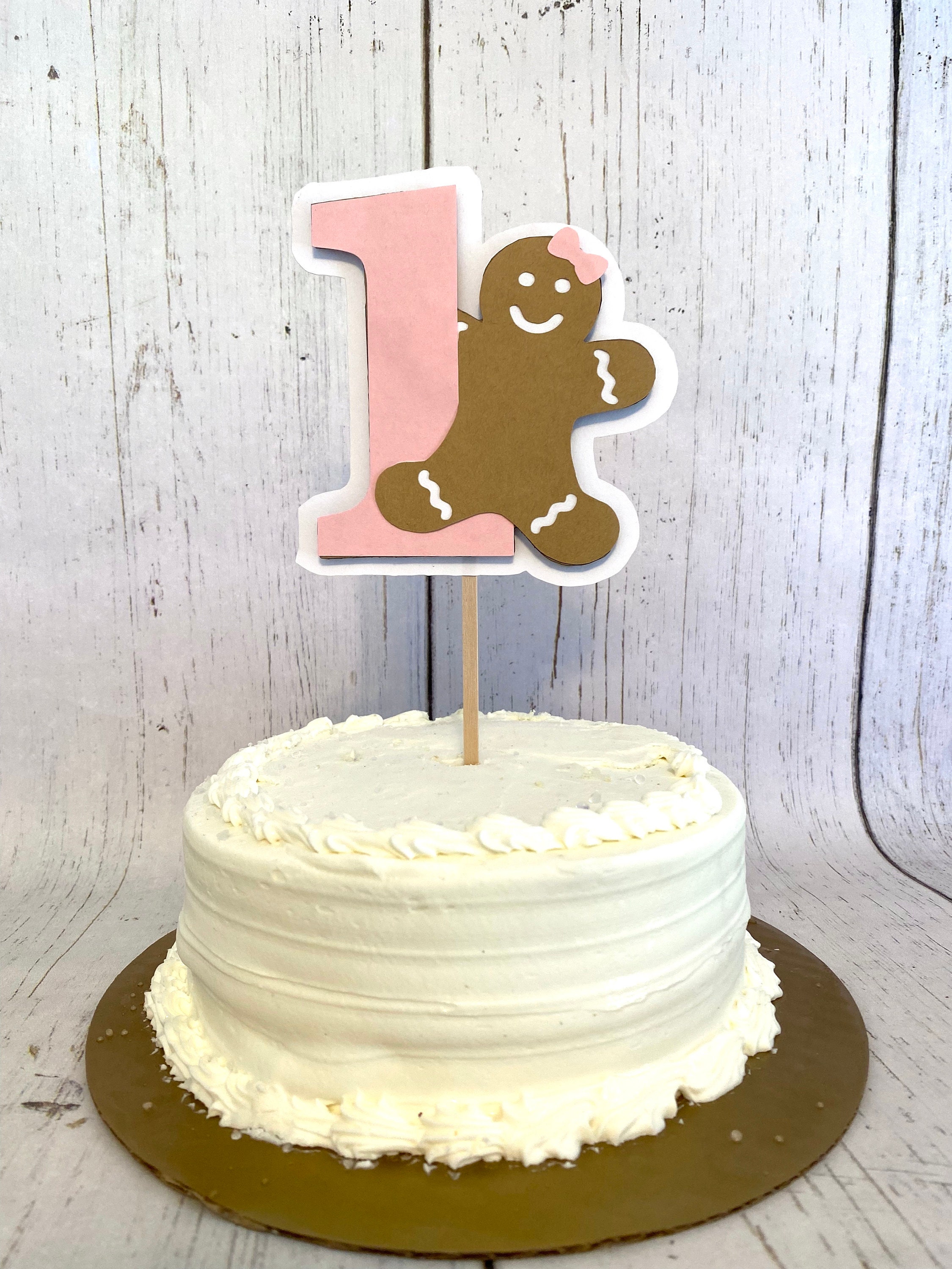 Gingerbread First Birthday Cake Topper Girl ONE Cake Topper - Etsy