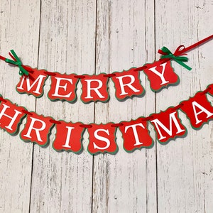 Merry Christmas Banner - Red & Green Holiday Garland - Etsy