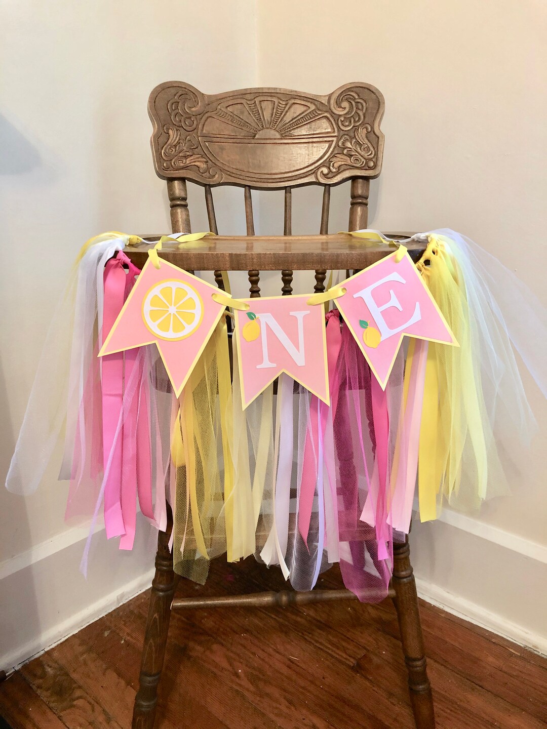 Lemon First Birthday Decorations High Chair Tutu Lemon ONE High Chair ...