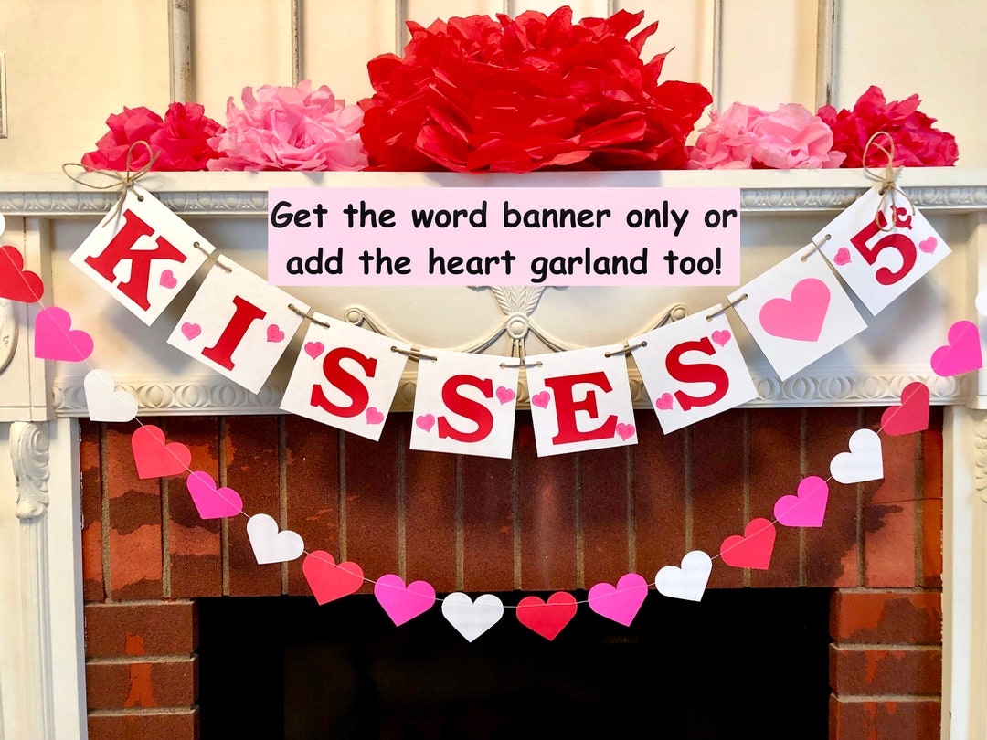 Valentines Day Photo Prop Kisses Banner Kissing Booth Sign Valentines ...