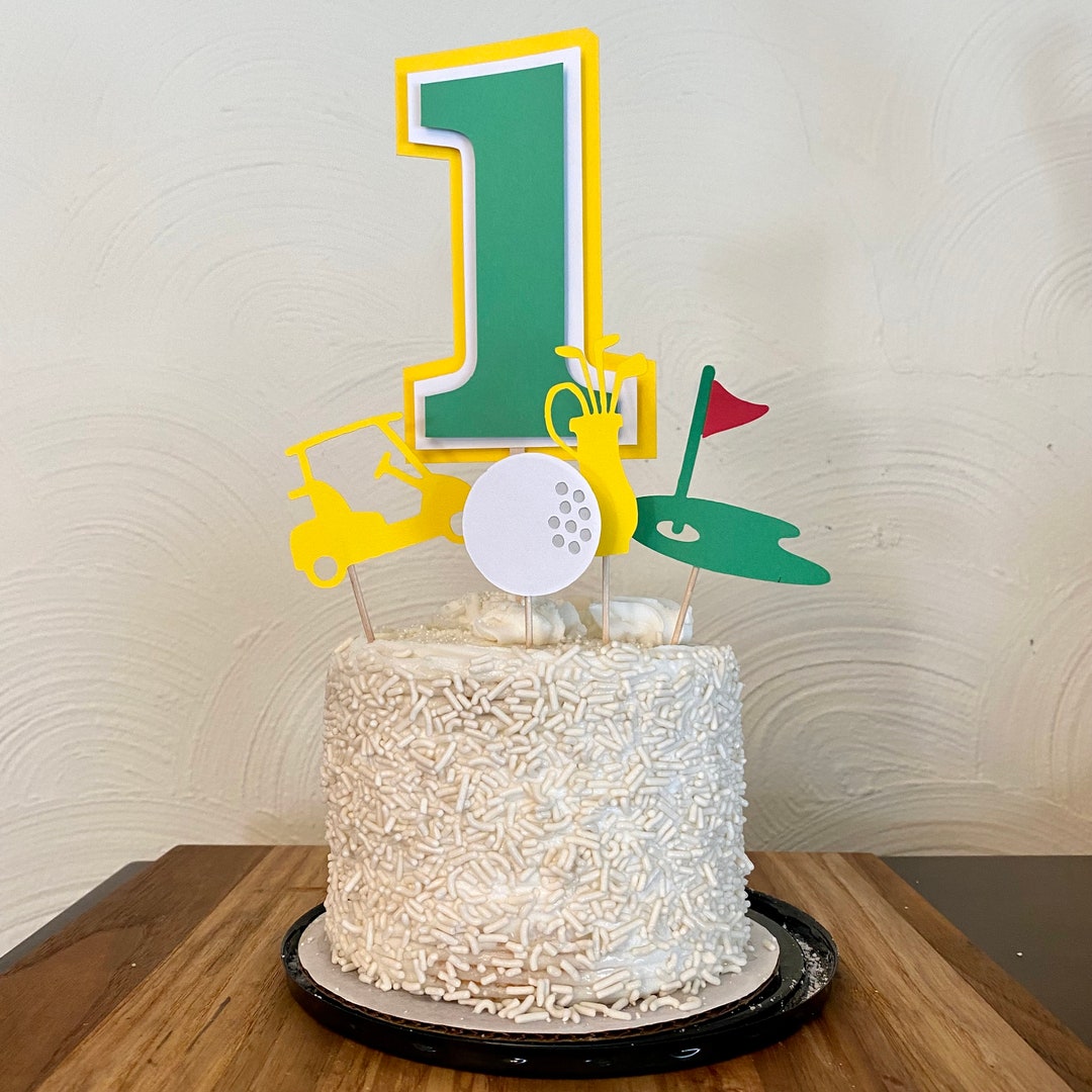 Golf 1st Birthday Cake Topper - He Mastered His 1st Yea - Yellow and ...
