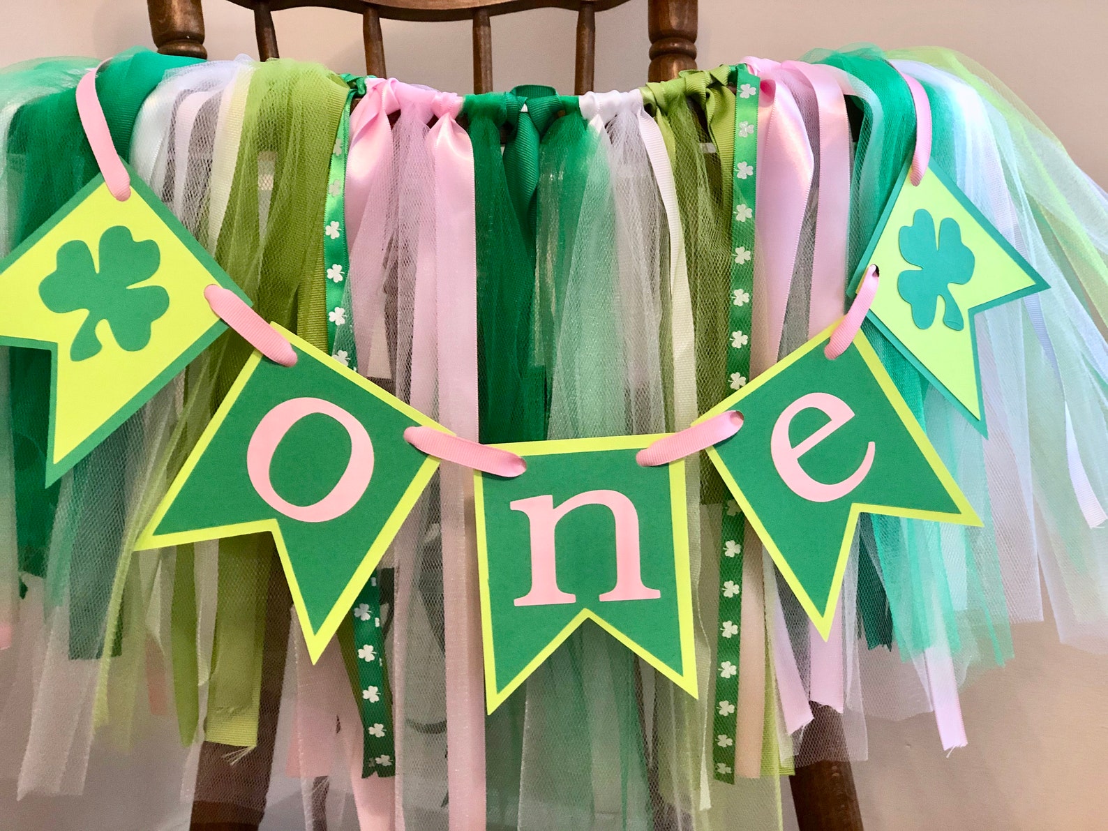 Pink St Patricks Day First Birthday Decorations ONE Banner | Etsy