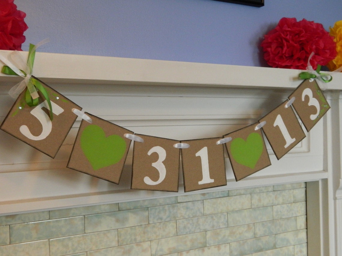 Wedding Date Banners Bridal Shower Decorations Engagement - Etsy