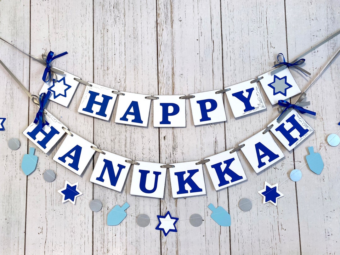 Hanukkah Decorations Happy Hanukkah Banner Dreidel Banner Chanukah ...