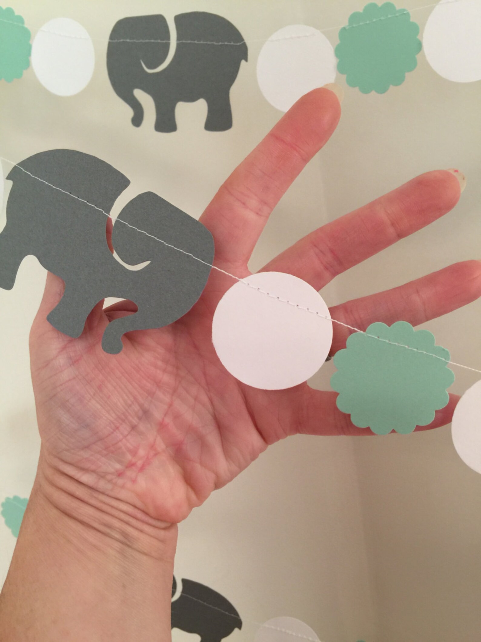 Elephant Garland / Elephant Baby Shower Decorations / Mint & - Etsy