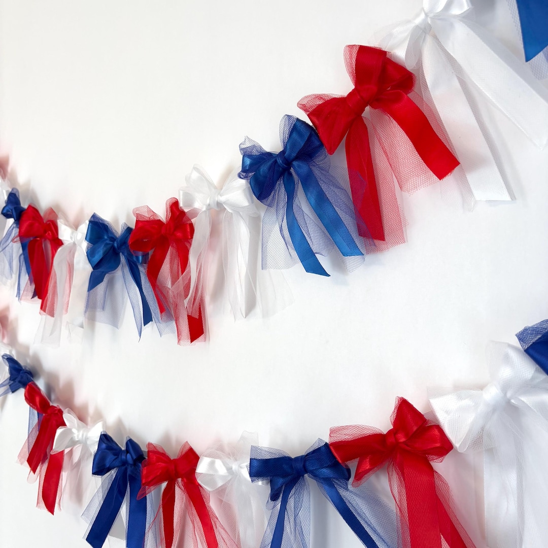 Red, White and Blue Bow Garland, College Bound, Bridal Showers ...