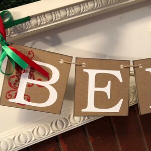 Farmhouse Christmas Decorations - BELIEVE Banner - Christmas Bunting ...