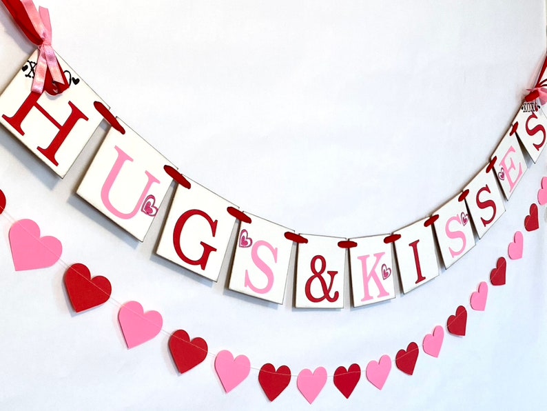 Valentines Day Decorations Hugs and Kisses Banner - Etsy