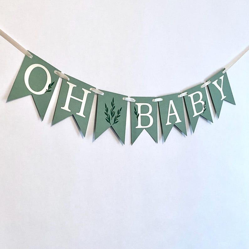 Sage Green 'oh Baby' Banner: Gender Neutral Baby Shower Decor - Etsy