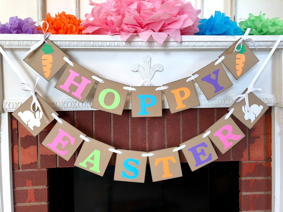 EASTER Decorations - Hoppy Easter Banner - Happy Easter Banner - Easter ...