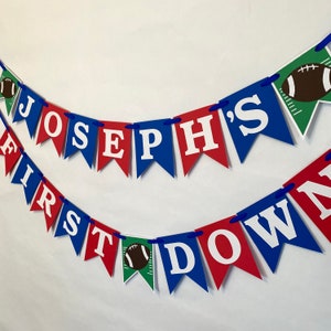 Custom "first Down" 1st Birthday Banner: Football Party Decor - Etsy