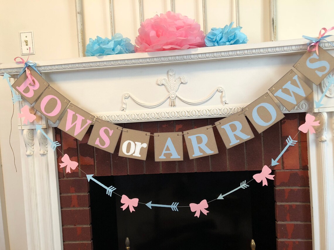 Bows or Arrows Banner Gender Reveal Baby Shower Decorations / | Etsy
