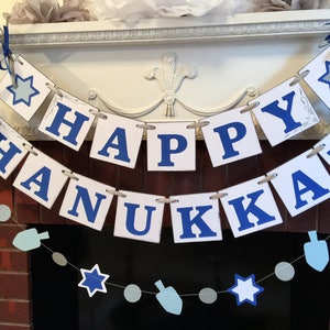 Hanukkah Decorations Happy Hanukkah Banner Dreidel Banner Chanukah ...