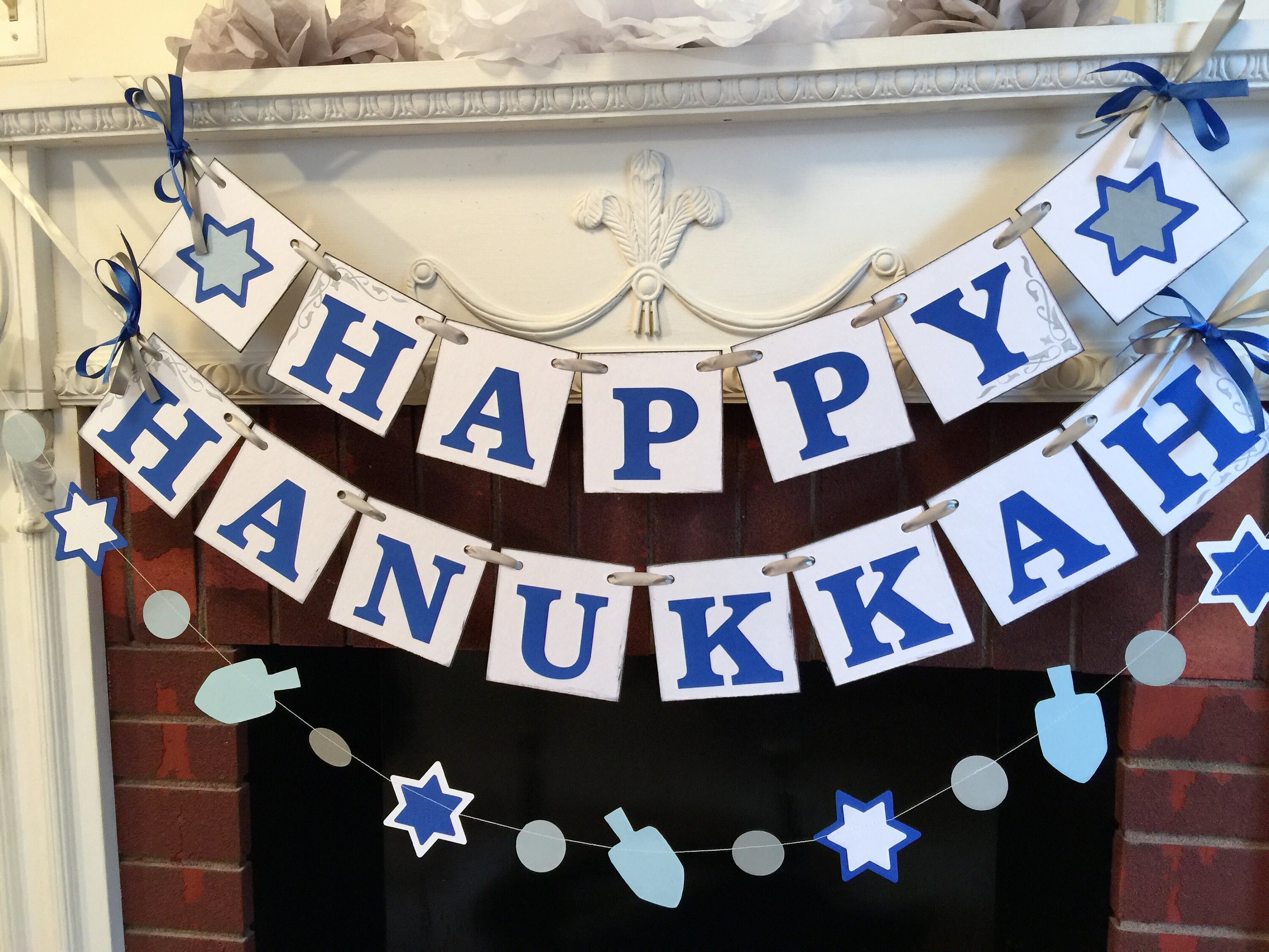 Hanukkah Decorations Happy Hanukkah Banner Dreidel Banner | Etsy