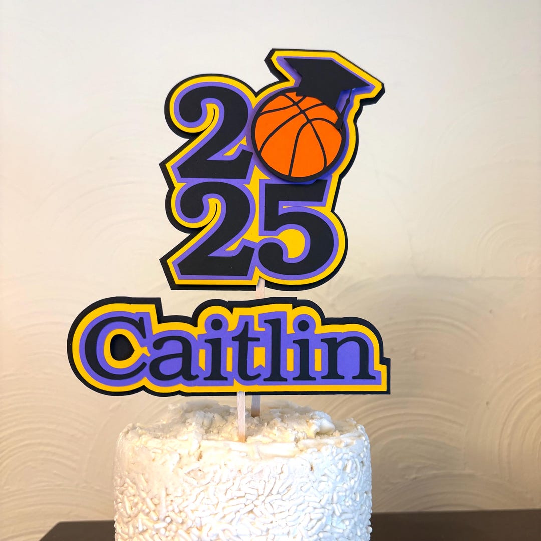 Personalized Basketball Graduation Cake Topper: School Colors - Etsy