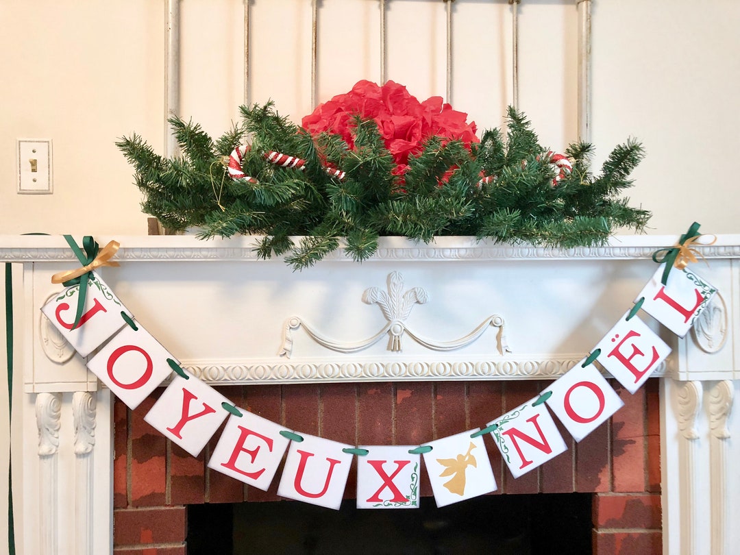 Christmas Fireplace Banner - French JOY to the WORLD Banner - Joyeux ...