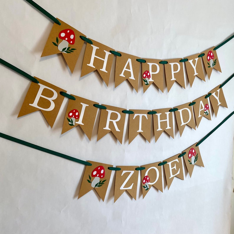 Mushroom Birthday Banner: Woodland Fungi Party Decor - Etsy