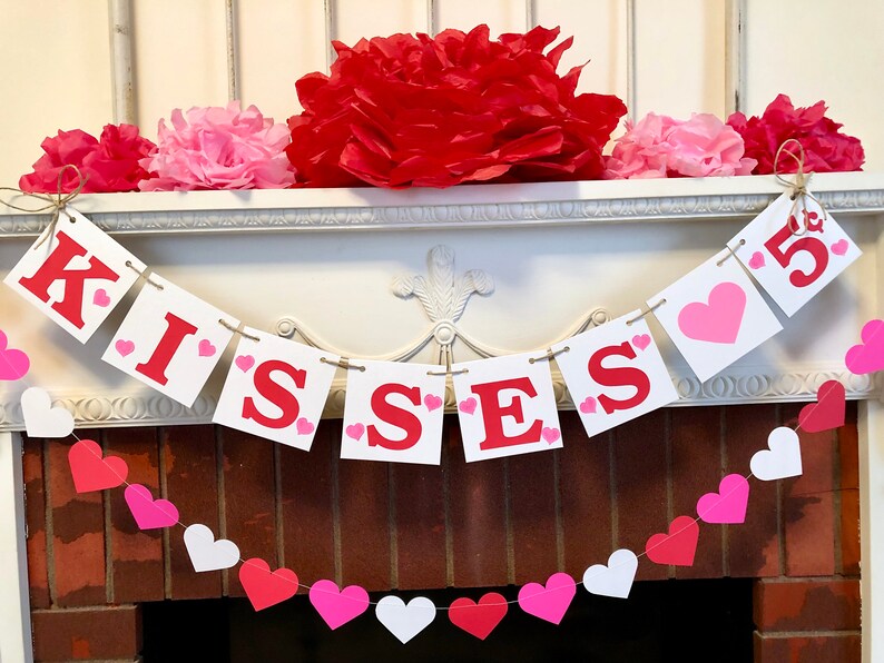Valentines Day Photo Prop Kisses Banner Kissing Booth Sign - Etsy