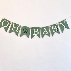Sage Green 'oh Baby' Banner: Gender Neutral Baby Shower Decor - Etsy