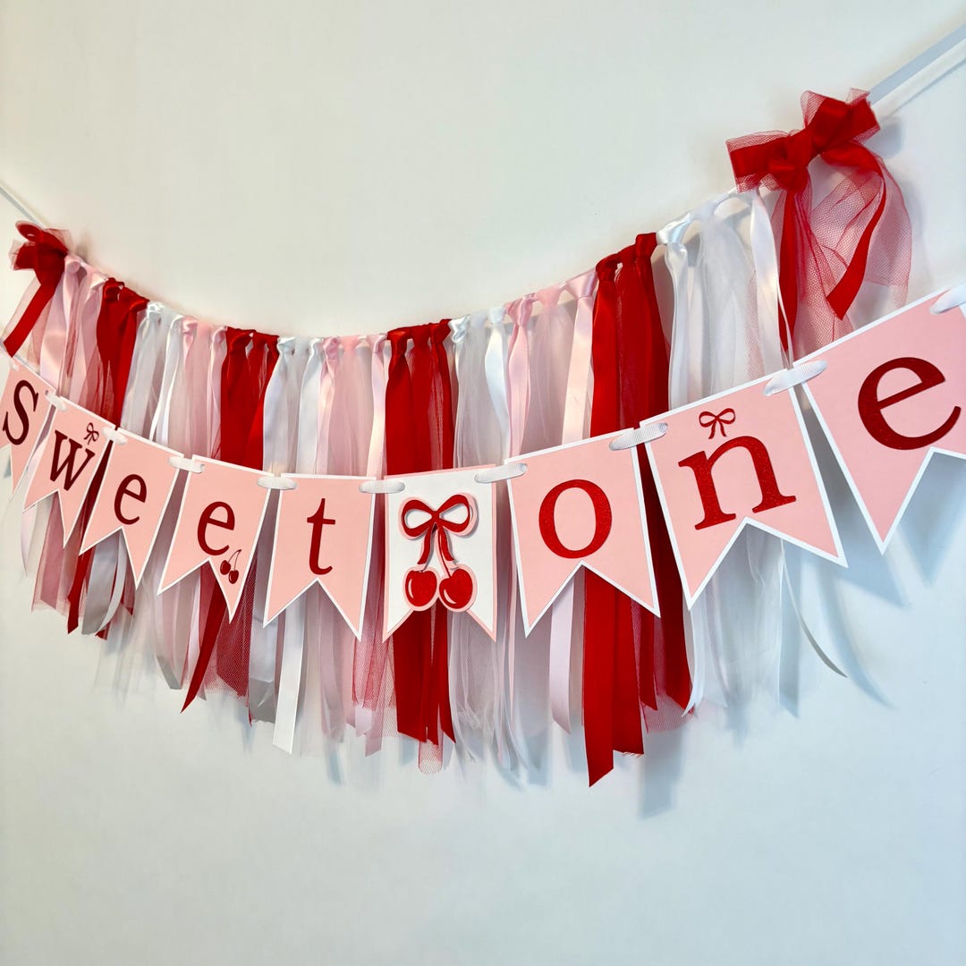 Cherry Sweet One Banner: First Birthday Party Decor - Etsy