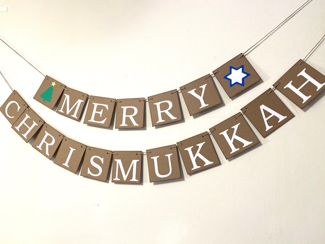 Merry Chrismukkah Banner Hanukkah Banner Garland Chrismukkah - Etsy