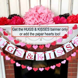 Valentines Day Decorations , Hugs and Kisses Banner , Valentine Gift ...