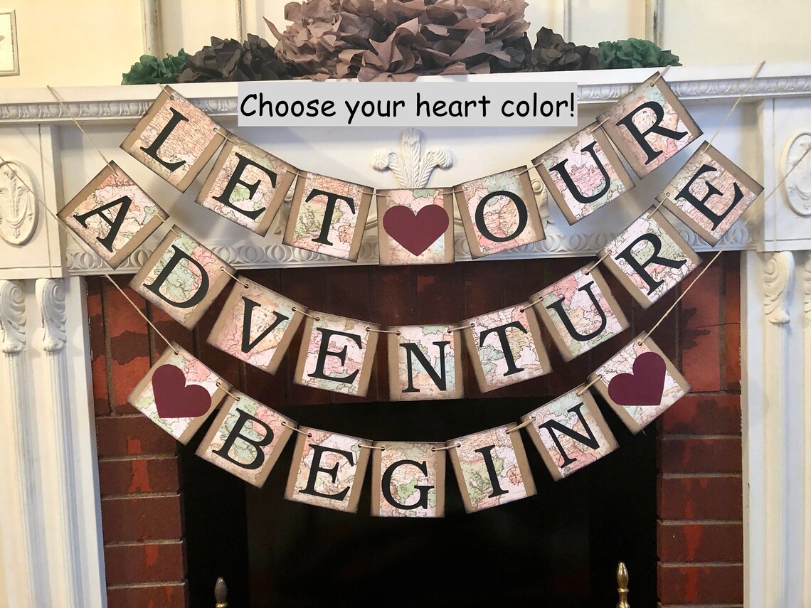 Travel Theme Wedding Let Our Adventure Begin Banner | Etsy