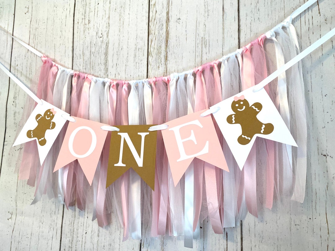 Gingerbread 1st Birthday Decorations - Pink Sweet One 1st Birthday ...