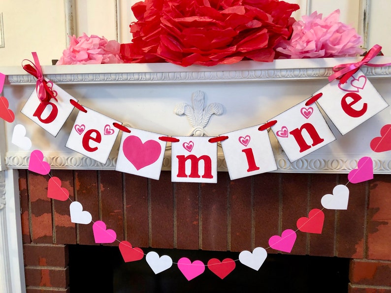Valentines Decorations - BE MINE Banner - Valentines Day Decor - Heart ...