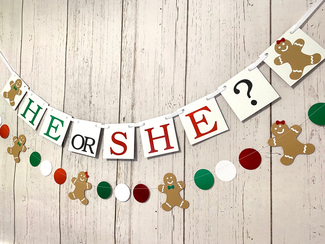 Gingerbread Gender Reveal Banner christmas Gender Reveal Banner ...
