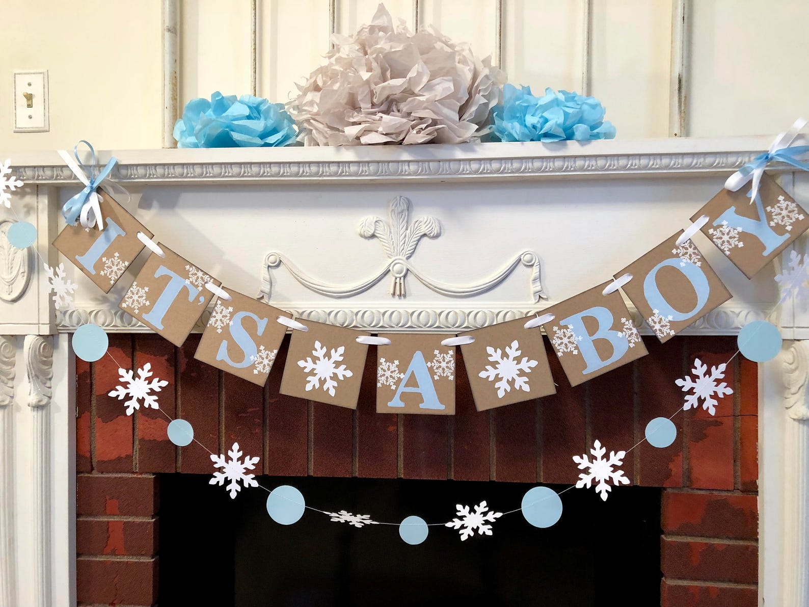Little Snowflake Baby Shower Decorations Blue Winter Baby - Etsy