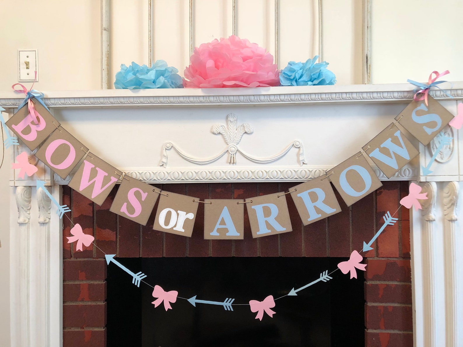 Bows or Arrows Banner Gender Reveal Baby Shower Decorations / | Etsy