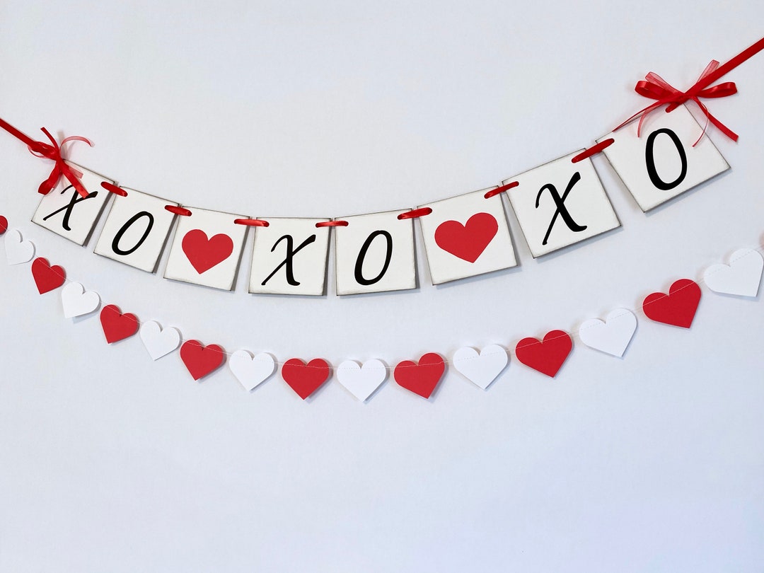 Valentines Day Decorations Valentines Garland XO XO Banner Hugs and ...