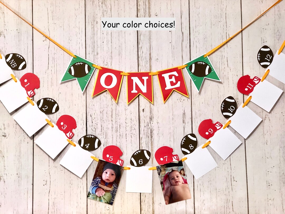Football First Birthday Decorations: Photo Banner & High Chair Sign - Etsy