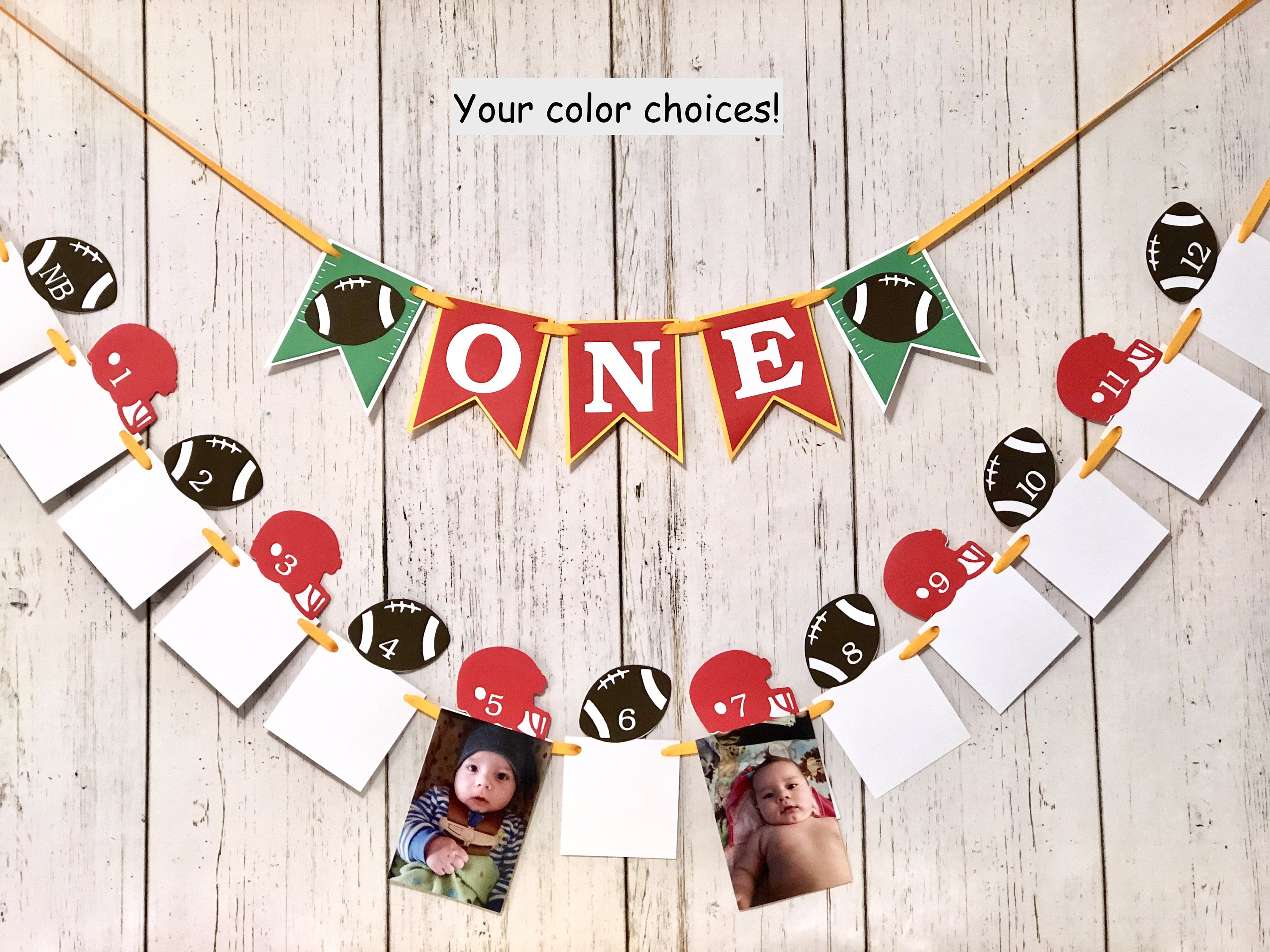 Football First Birthday Decorations: Photo Banner & High Chair Sign - Etsy