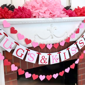 Valentines Day Decorations , Hugs and Kisses Banner , Valentine Gift ...