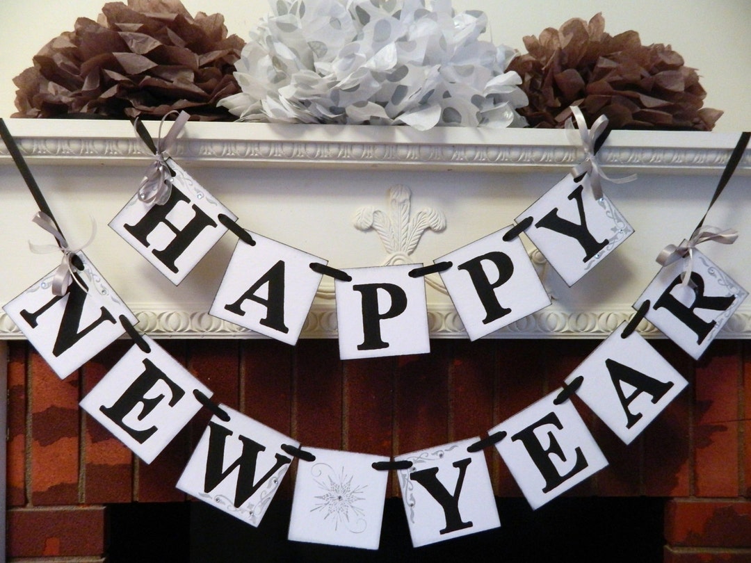 Happy New Year Banner New Years Eve Party Decoration New Years Garland ...