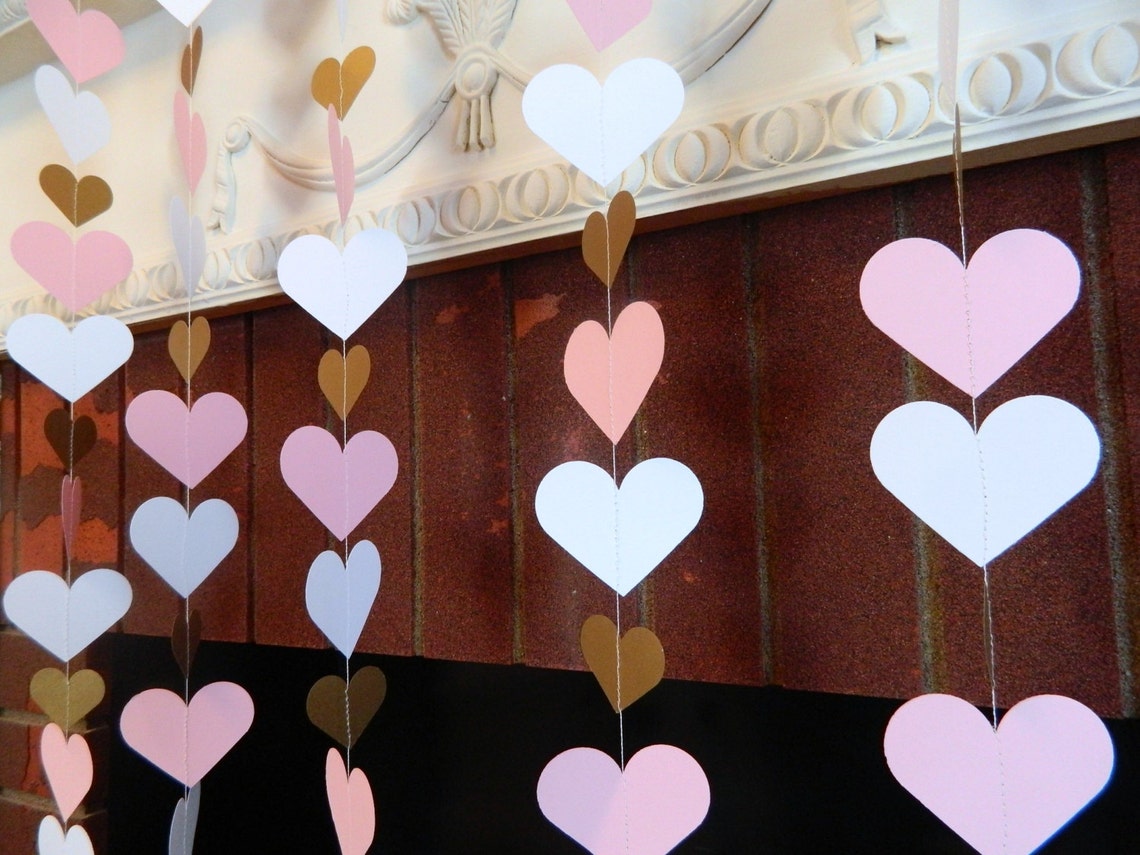 First Birthday Heart Backdrop Girl Pink and Gold Heart - Etsy