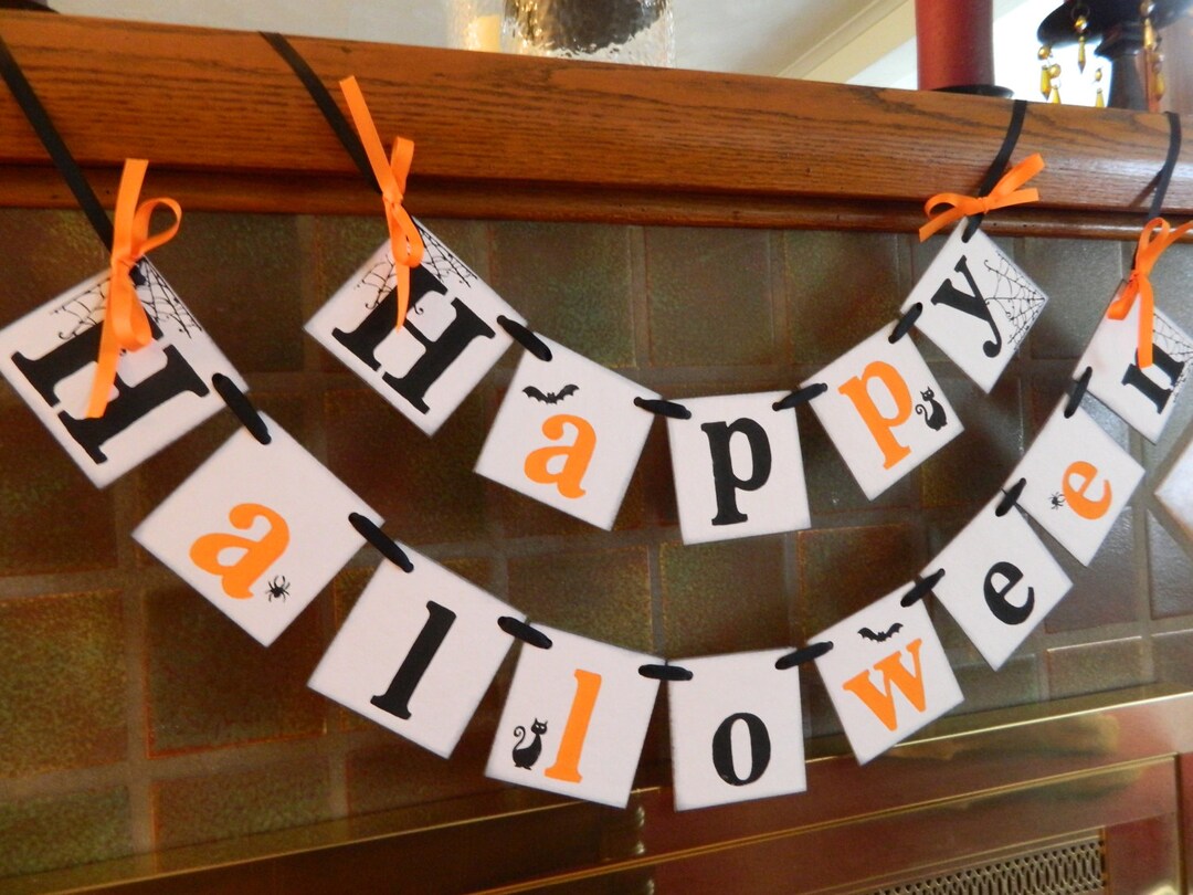 Halloween Decorations , Happy Halloween Banner , Spooky Holiday Mantle ...