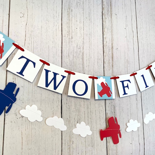 TWO Fly 2nd Birthday Decoration Boys Birthday Airplane 2nd - Etsy