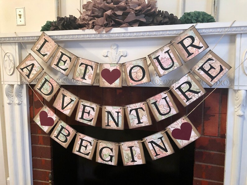 Travel Theme Wedding Let Our Adventure Begin Banner - Etsy