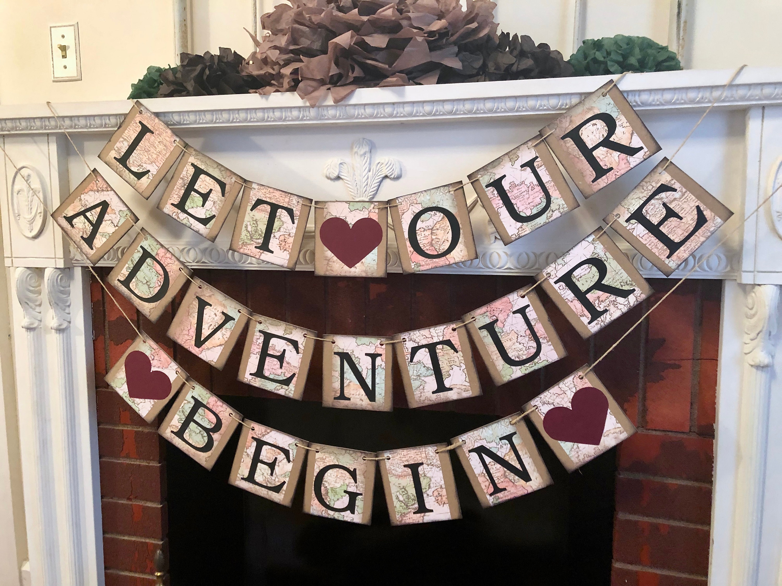 Travel Theme Wedding Let Our Adventure Begin Banner | Etsy