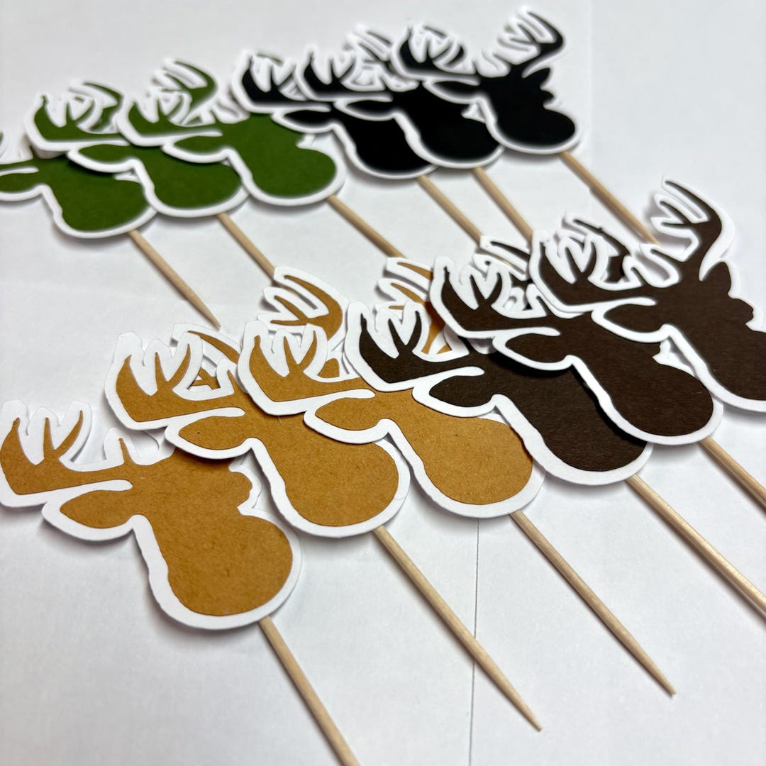 Buck Head Cupcake Toppers: Camo Birthday Decorations - Etsy